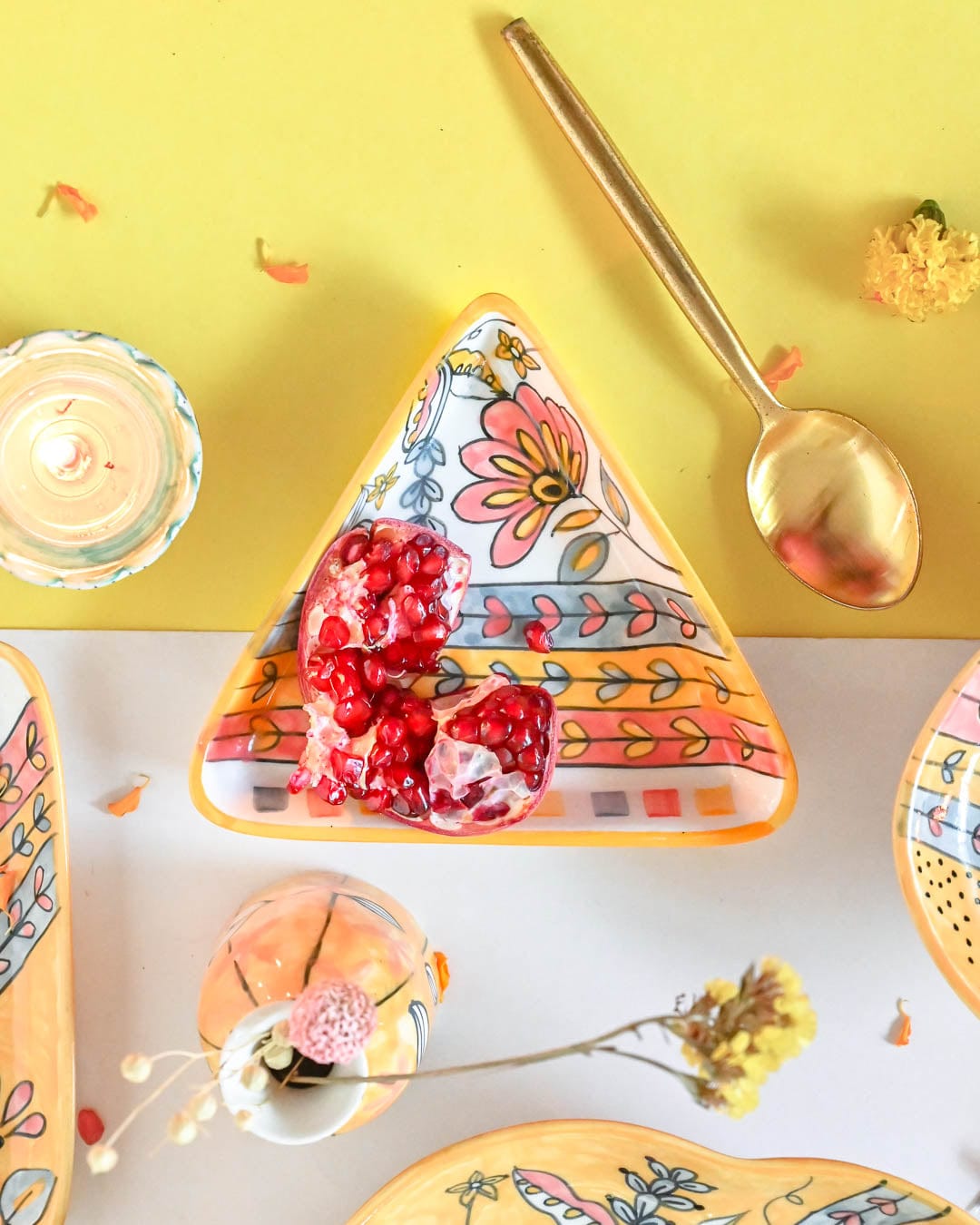 Buy Pink Horizon Hand Painted Triangular Platters - Set of 2 Online ...