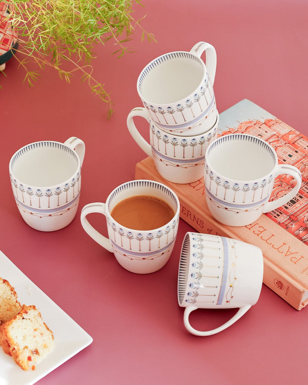 Magique by The Wishing Chair: River of Flowers Chai Mugs - Set of 6